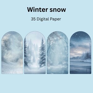 50+ Winter Snow Digital Paper, Fantasy Landscape Backdrop, Snowflakes ...