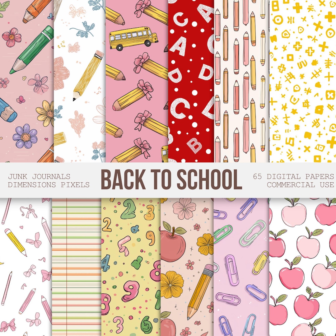 50+ Back to School Digital Papers, Seamless Printable Pattern ...