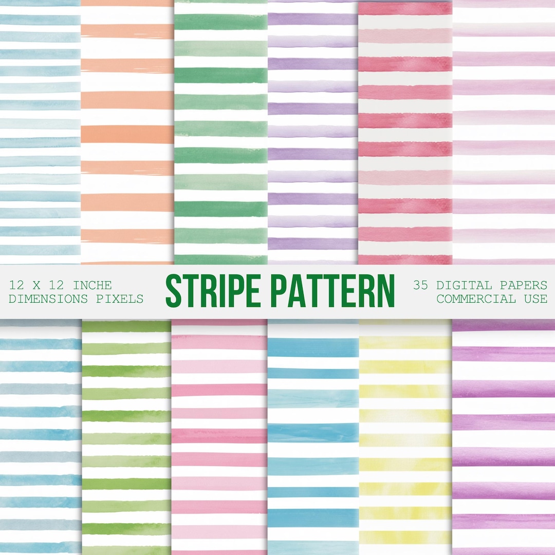 30+ Watercolor Stripes Digital Paper, Basic Digital Paper, Simple ...