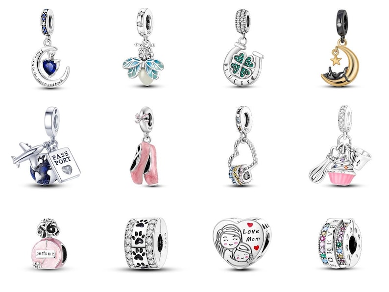 925 Sterling Silver Dangle Charms | Hobbies, Cat Dog Love Mom Beads ...