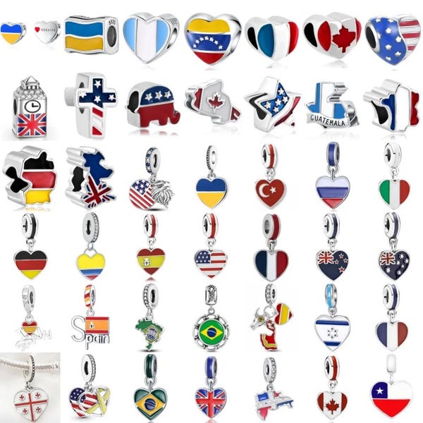 Country Flag Charms and Bracelet - Etsy