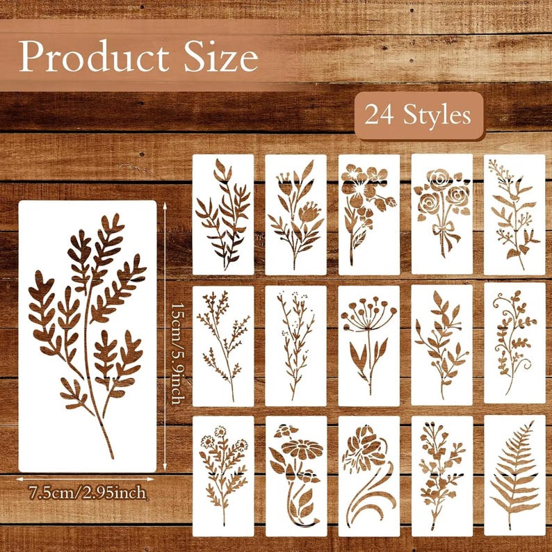 24pcs/set Wildflower Stencils Professional Body Art Paint Stencils ...