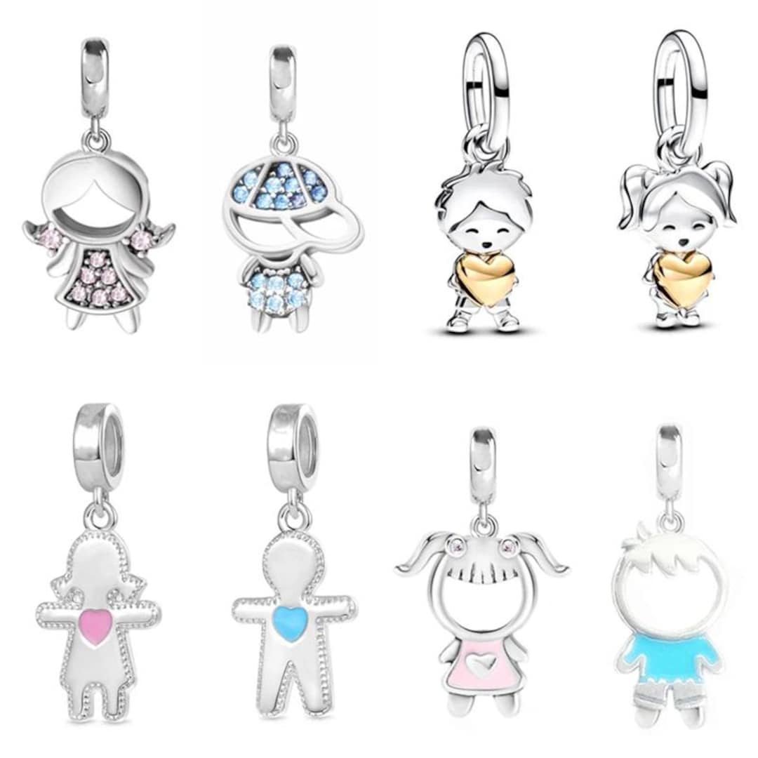 Kids Charms Beads – Boy & Girl Dangle Charms With Heart for European ...