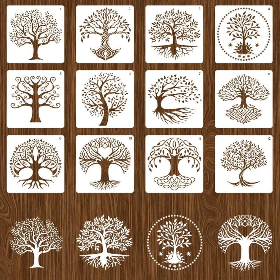 Tree Stencils Set Tree of Life Stencil for Painting on Wood Airbrush ...