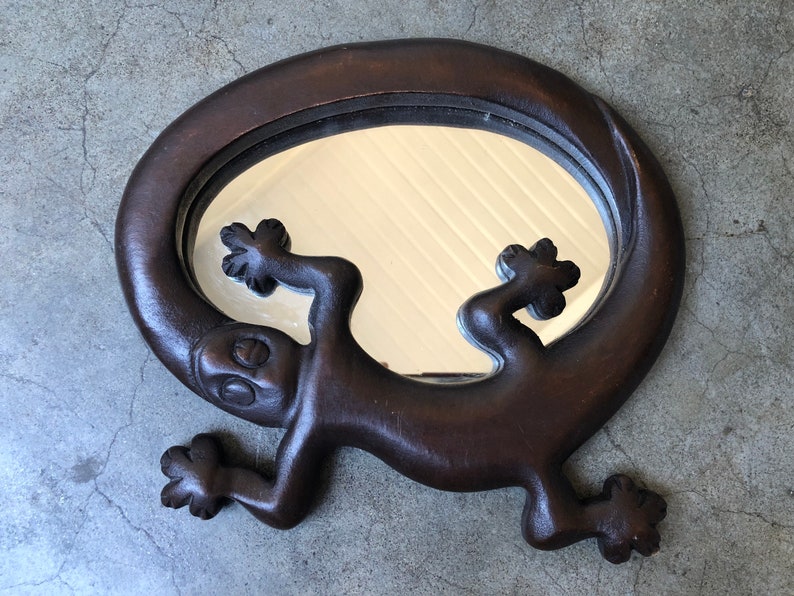 Strange Ouroboros Gecko Lizard Framed Wall Hanging Mirror Wood - Etsy