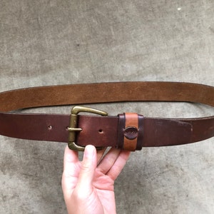 Orvis Heavy Duty Thick Wide Dark Brown Smooth Leather Belt W Chunky ...