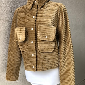 1970s Perfect Fuzzy Chubby Wide Wale Corduroy Snap Button Cotton Boxy ...