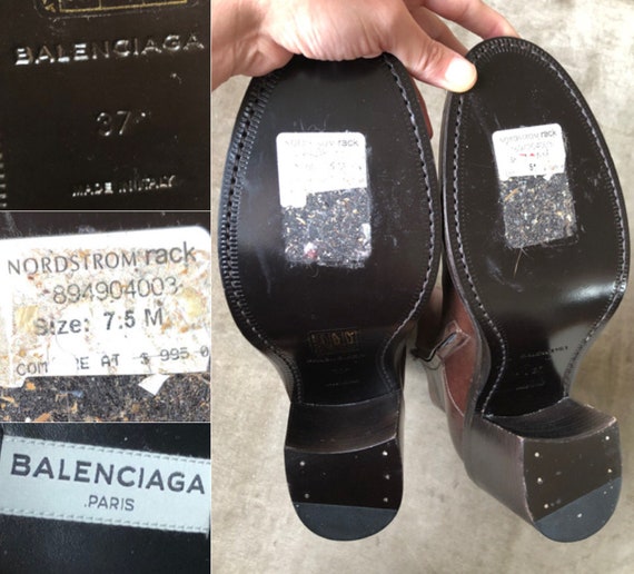 BALENCIAGA Chocolate Brown Leather Round Toe Chunky Block BALENCIAGA Chocolate Brown Leather Round Toe Chunky Block