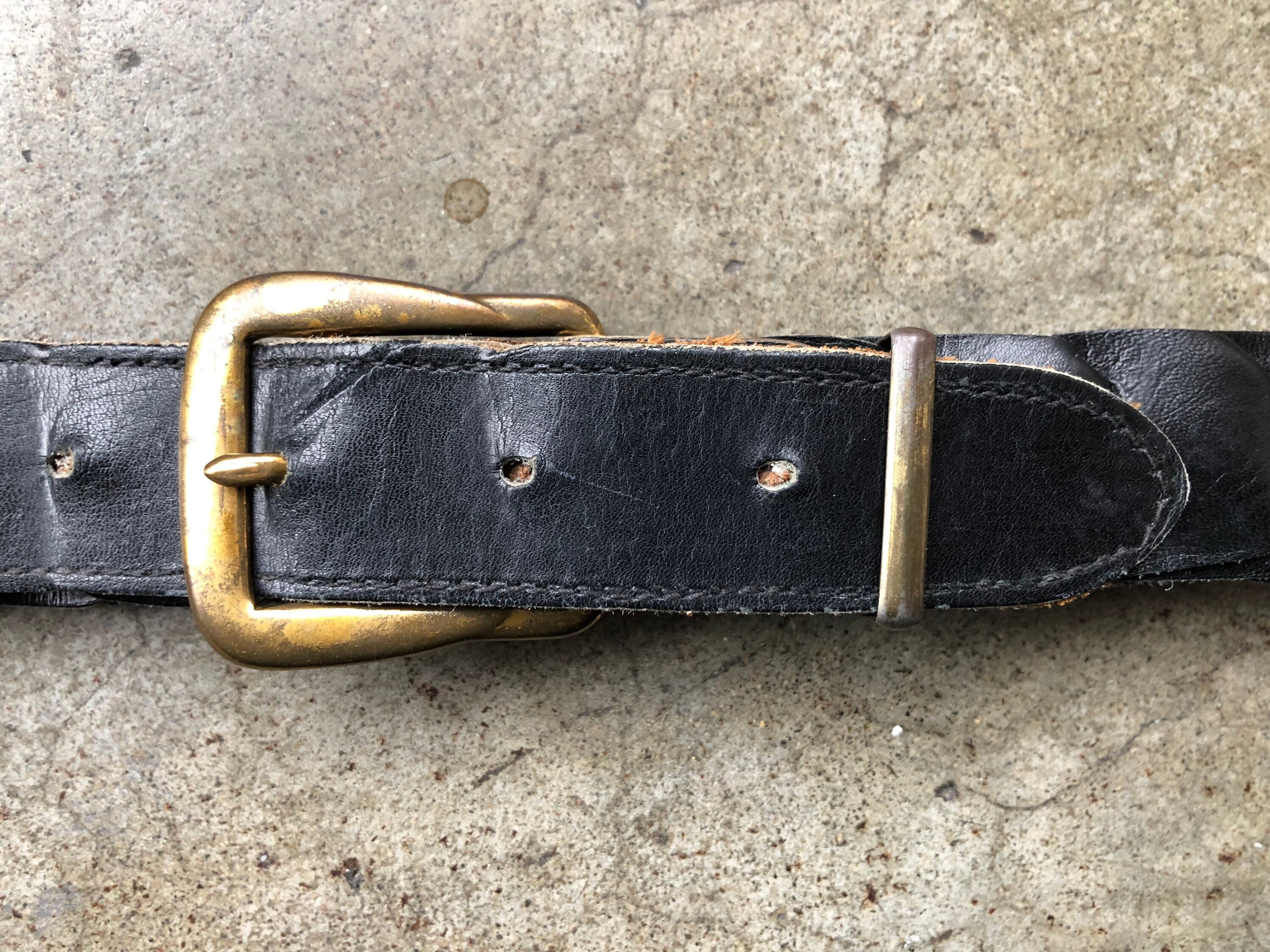 60s 70s Black Leather Chain Link Woven Belt Vintage M L 34 60s 70s Black Leather Chain Link Woven Belt Vintage M L 34