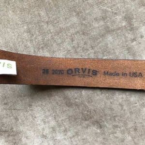 Orvis Heavy Duty Thick Wide Dark Brown Smooth Leather Belt W Chunky ...