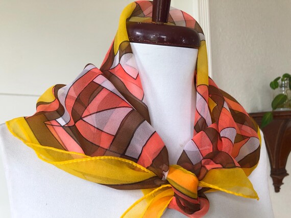 1960s 70s Super Sheer Tissue Scarf 60s 1970s Vintage … - Gem