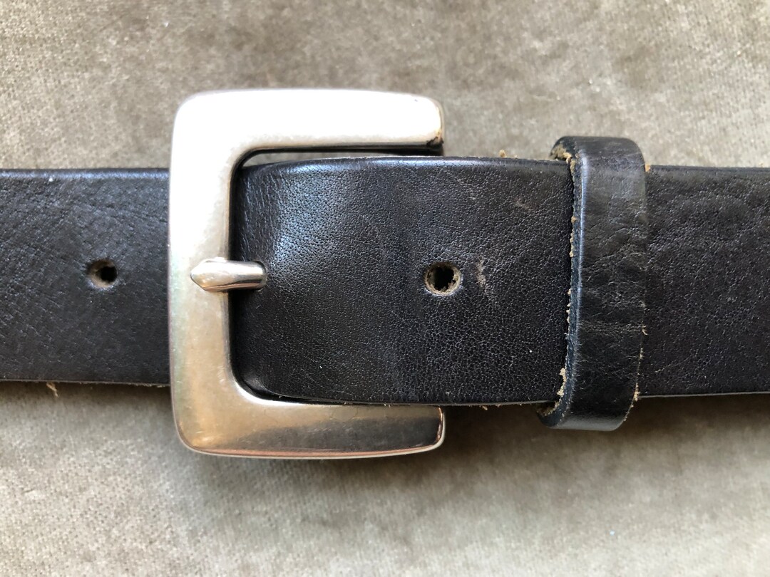 90s Thick Black Leather Heavy Duty Grunge Belt 1990s Vintage M L XL 32 ...