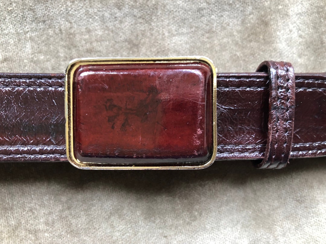 1970s Eelskin Genuine Eel Skin Leather Belt Dark Burgundy Brown Oxblood ...
