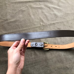 60s 70s Retro Brown Slim Thick Leather Mens Belt Size 37 38 39 Rustic ...