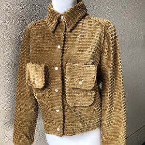 1970s Perfect Fuzzy Chubby Wide Wale Corduroy Snap Button Cotton Boxy ...