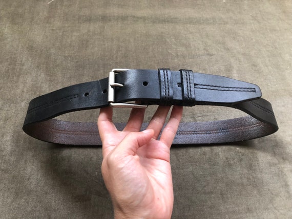 Auth Horween Thick black leather Work Belt Heavy Duty… - Gem