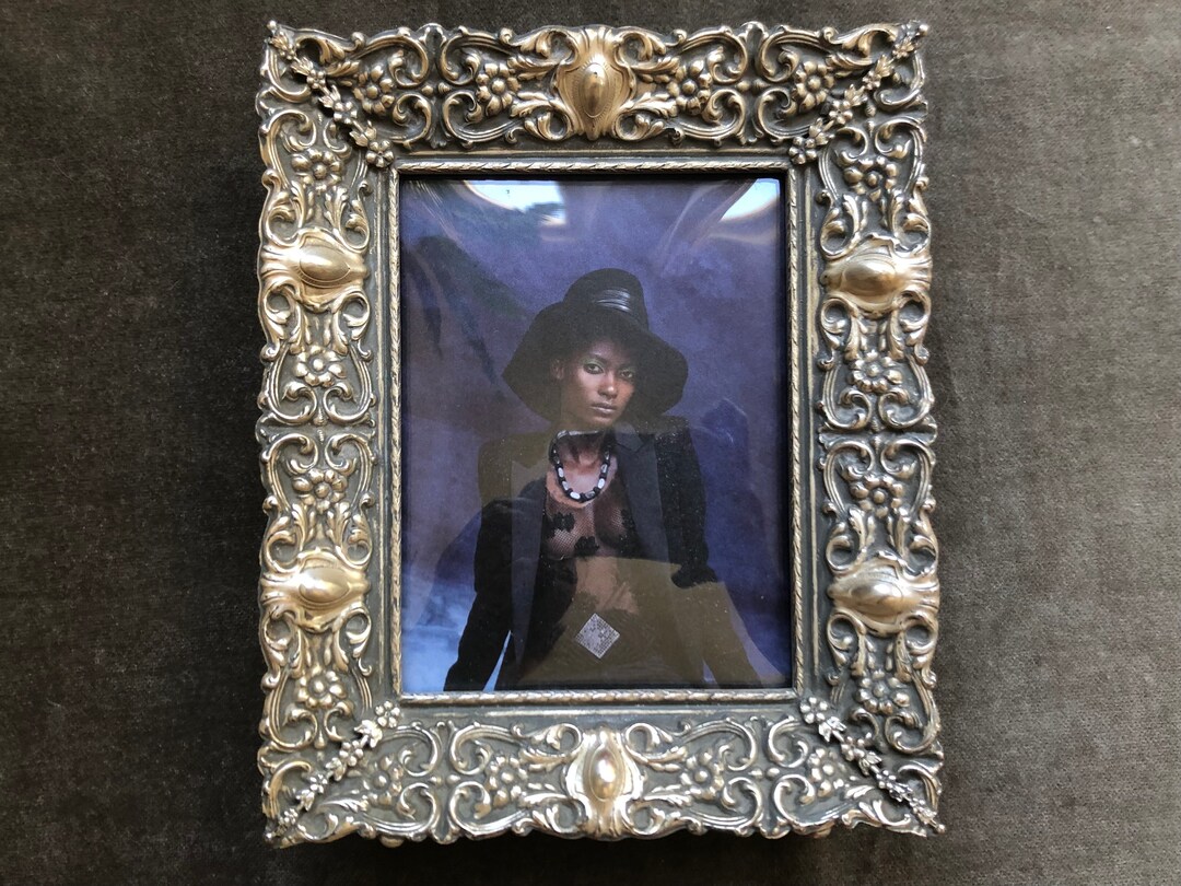 1930s 1940s Silver Plated Embossed Floral Repousse Baroque Bubble Glass ...