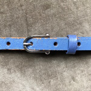 50s 60s Super Skinny Thick Leather Rustic Belt Periwinkle Blue Lavender ...