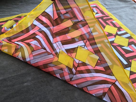 1960s 70s Super Sheer Tissue Scarf 60s 1970s Vintage … - Gem