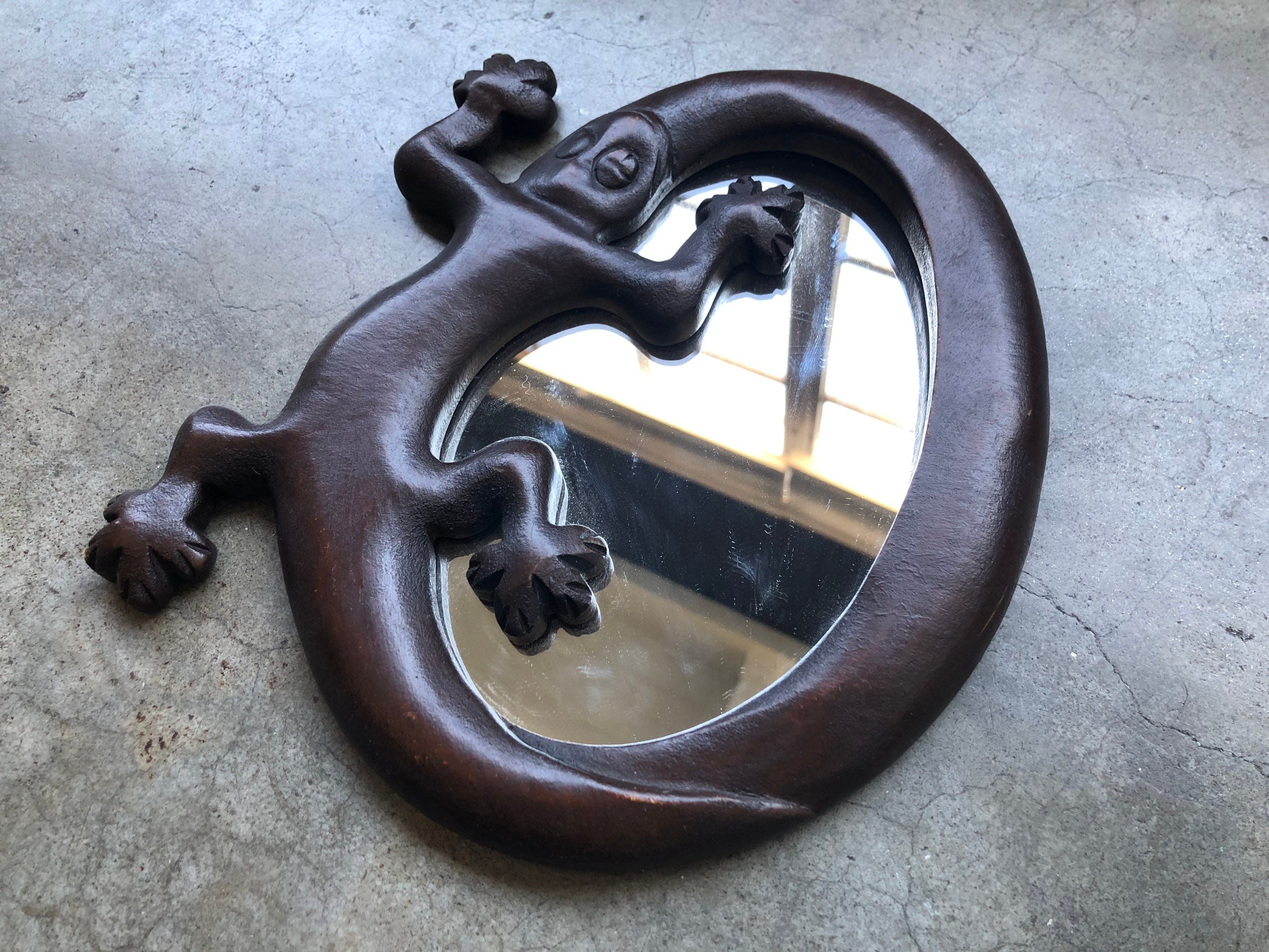 Strange Ouroboros Gecko Lizard Framed Wall Hanging Mirror Wood - Etsy UK