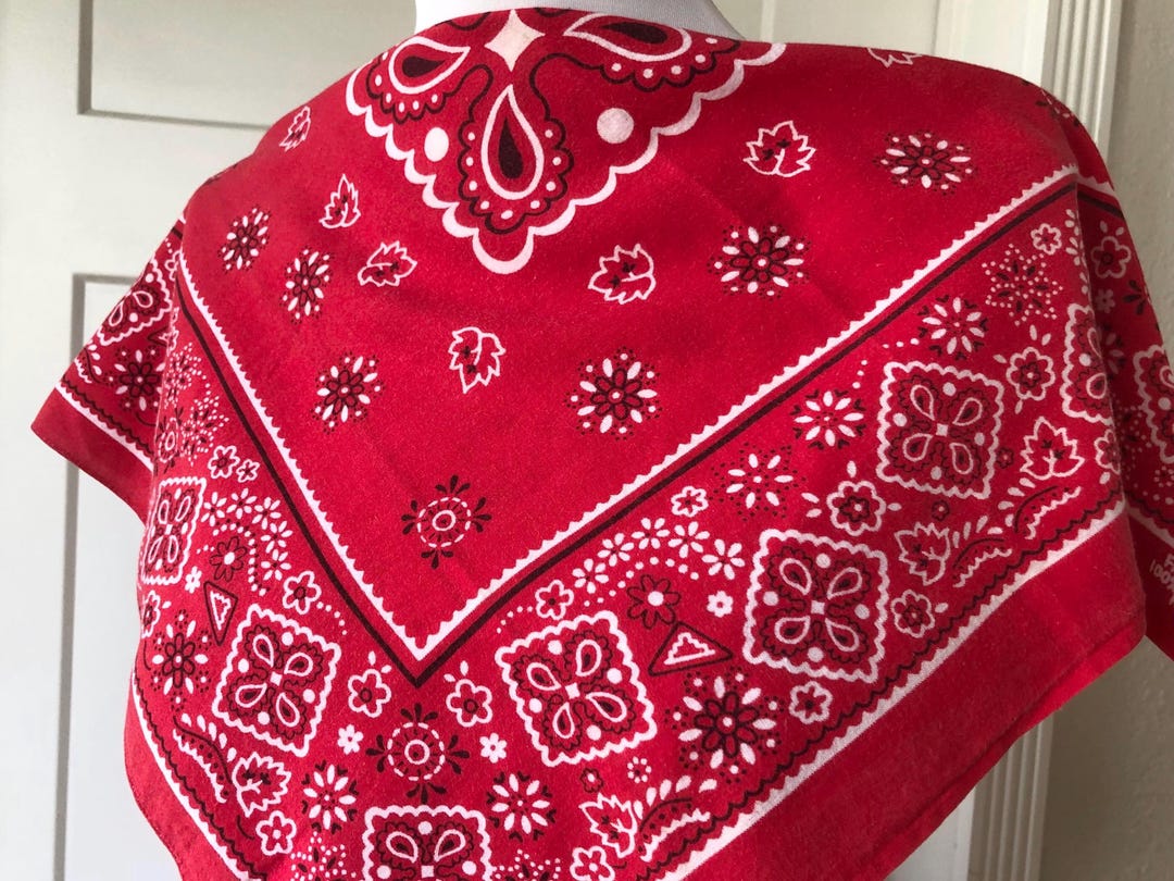 1960s 70s Bandana Retro Floral Flower Power Paisley Print Square Scarf ...