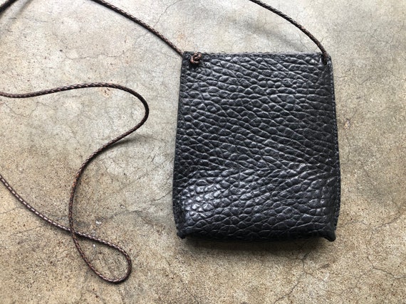 Mini Black Pebbled Leather Simple Pocket Purse Shoulder Bag - Etsy