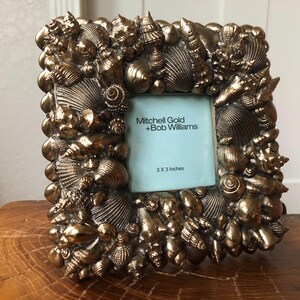 Metal Chunky Gold Seashell Encrusted Beach Deco Picture Photo Frame ...