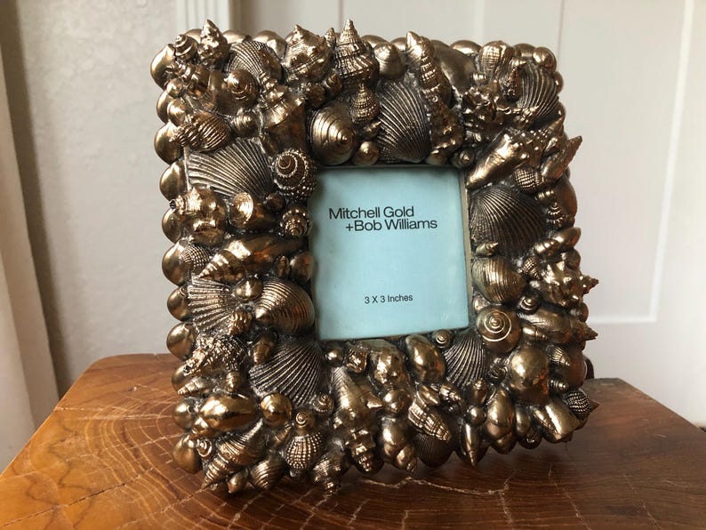Metal Chunky Gold Seashell Encrusted Beach Deco Picture Photo Frame ...
