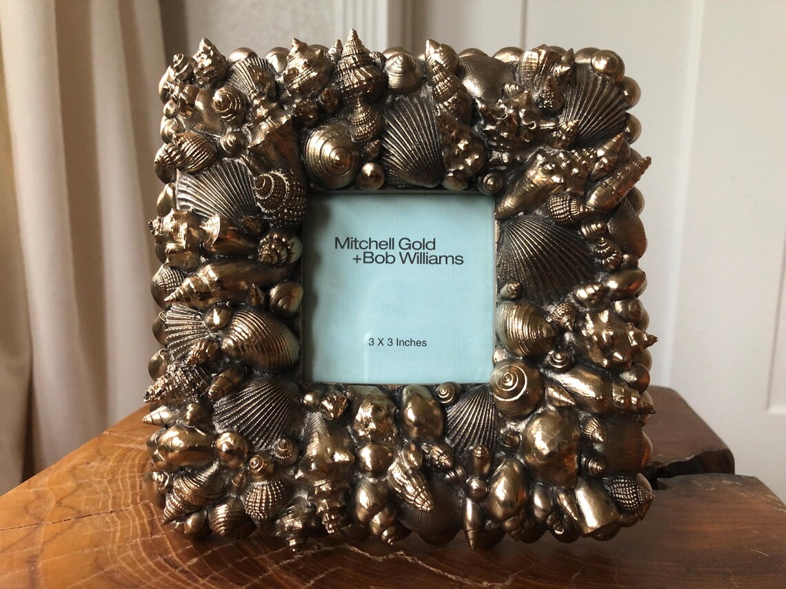 Metal Chunky Gold Seashell Encrusted Beach Deco Picture Photo Frame ...