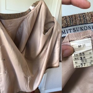 1960s 70s Japanese Wool Tweed Stripe Woven Brown Kimono Robe Half Coat ...