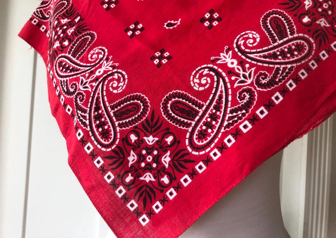 1970s Tower Bandana Retro Floral Paisley Print Square Scarf ...