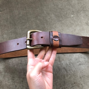 Orvis Heavy Duty Thick Wide Dark Brown Smooth Leather Belt W Chunky ...
