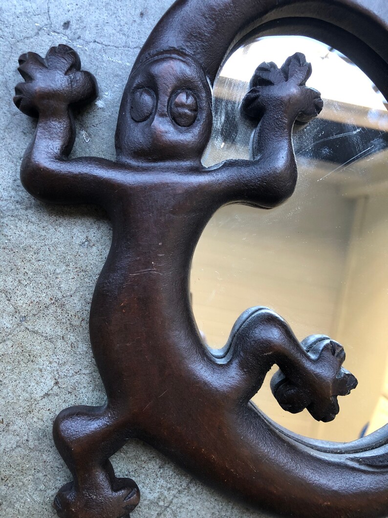 Strange Ouroboros Gecko Lizard Framed Wall Hanging Mirror Wood - Etsy