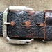 60s 70s Soft Wide Black Croc Snake Embossed Leather Belt Retro Chunky ...