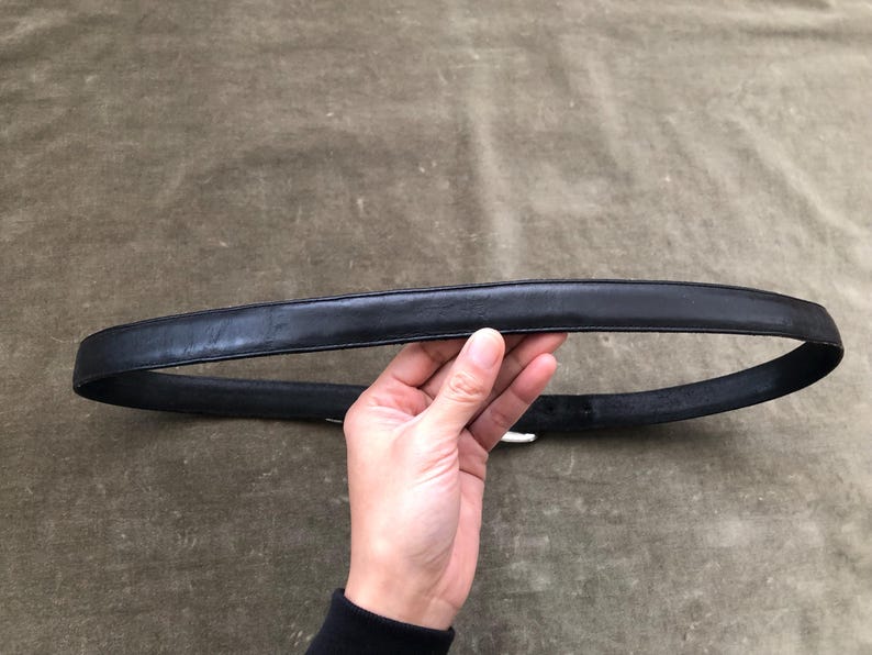 Skinny Black Leather Western Dress Belt Silver Tarnished Buckle ...