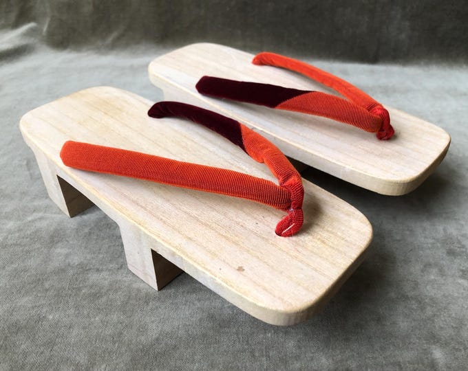 Authentic Japanese Geta Zori Natural Light Wood Kimono Sandals Dark ...