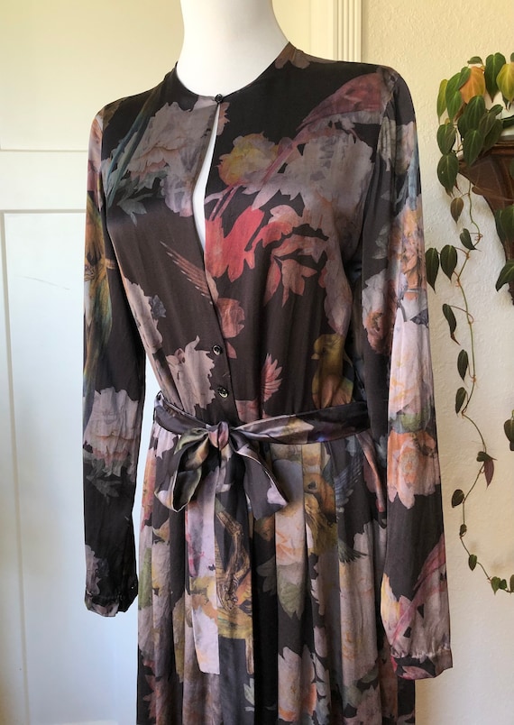 Geoffrey B. Small Womens Como Silk Satin Floral Bird … - Gem
