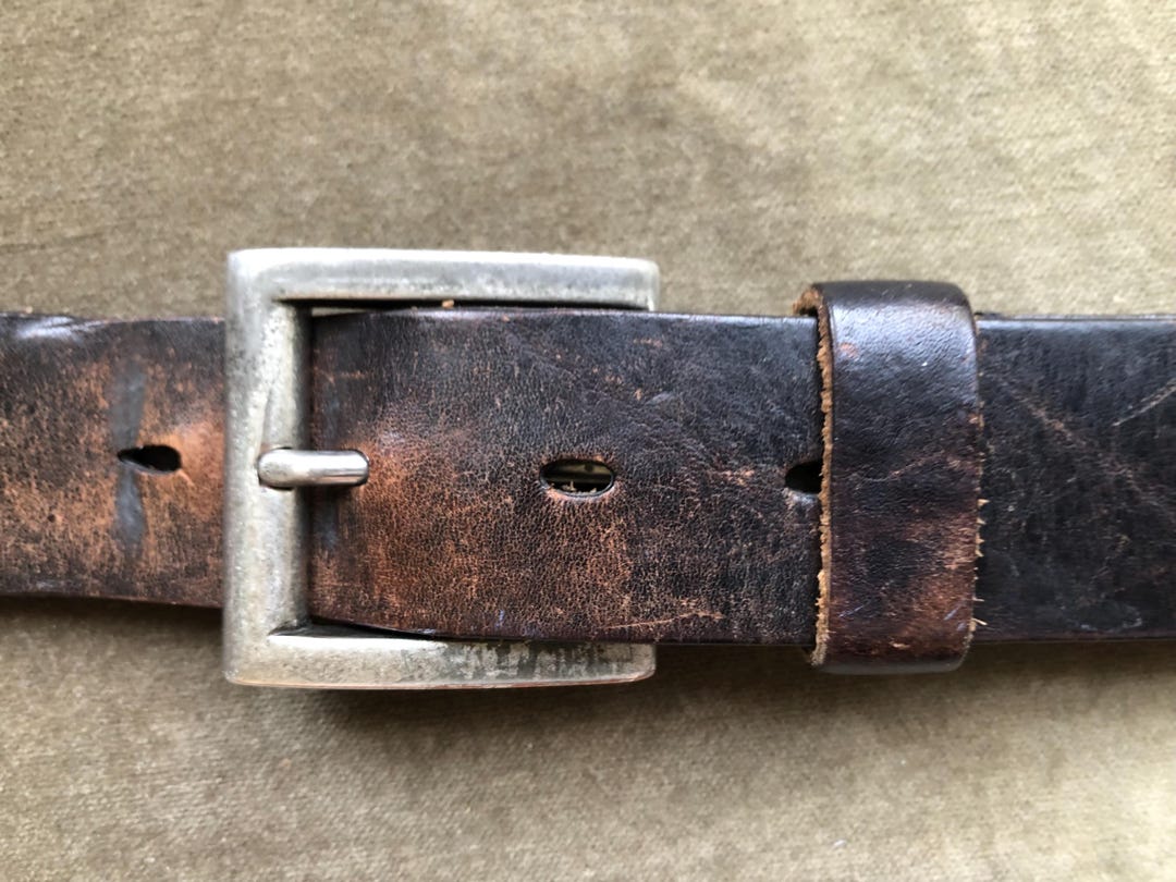 Thick Black Leather Work Belt Heavy Duty Wide Industrial Steel Square ...