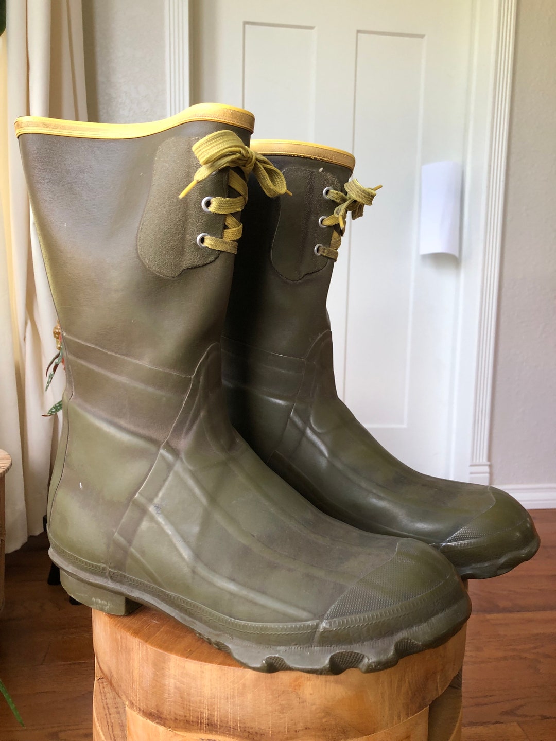 Lacrosse Vintage Olive Green Rubber Mid Calf Rain Boots Size Mens 9.5 ...