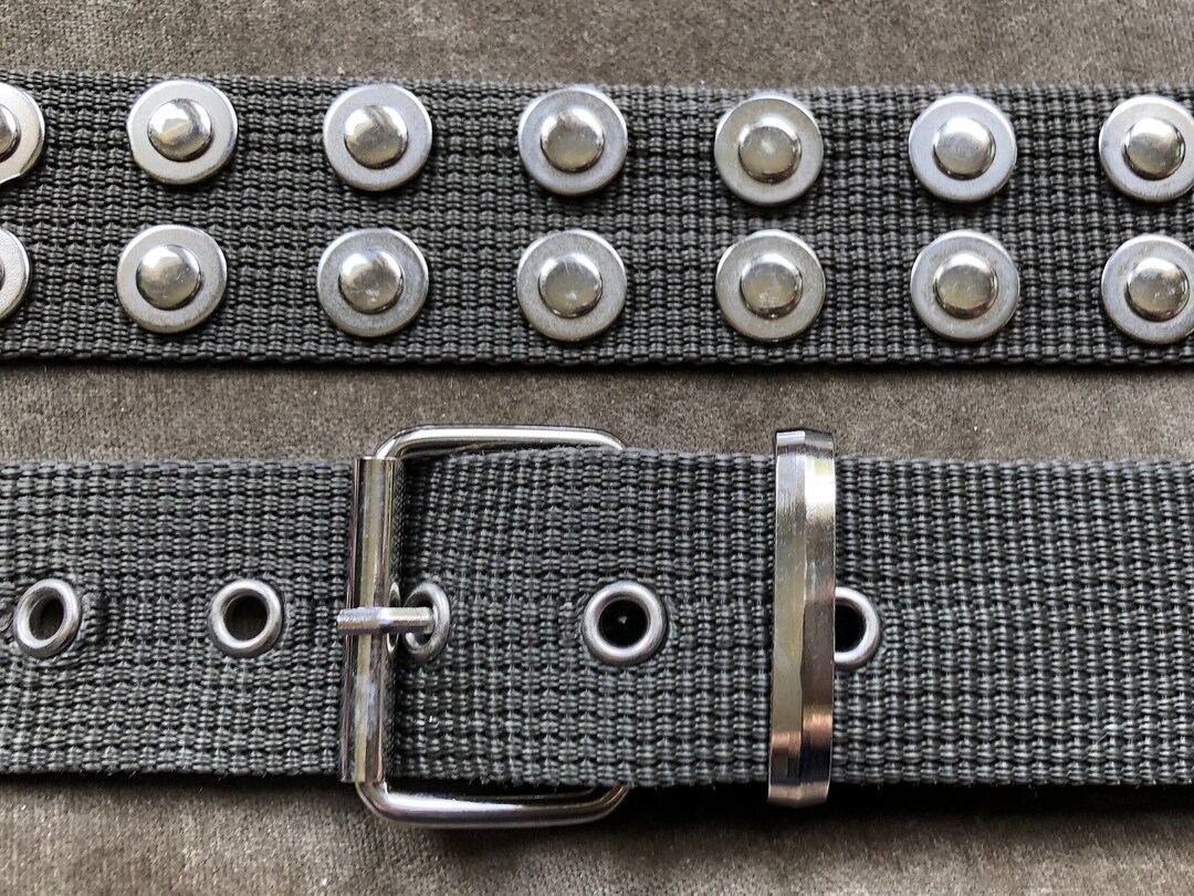 Sage Green Nylon Woven Parachute Grommet Studded Retro Grunge Belt Size ...