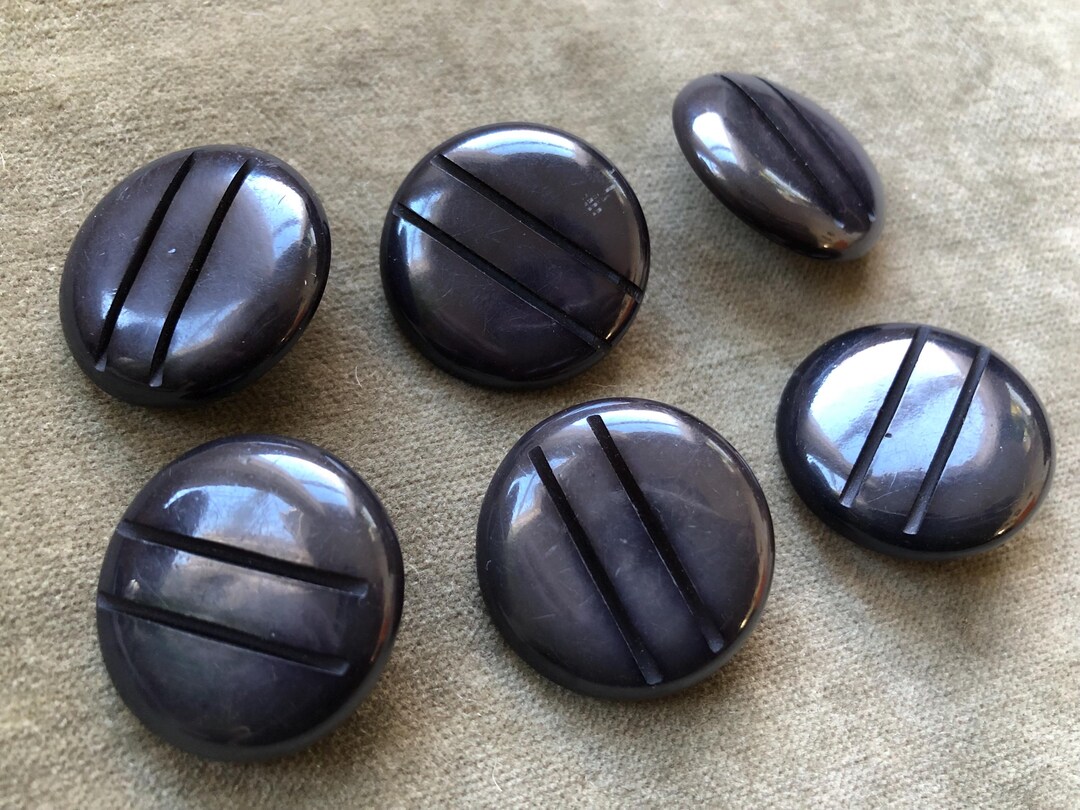 Antique Art Deco Dark Navy Blue Bakelite Lucite Resin Plastic Chunky ...