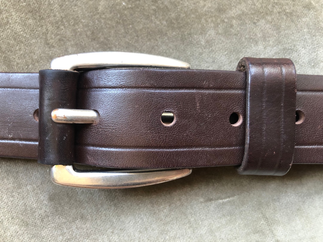 Thick Wide Heavy Duty Dark Brown Smooth Leather Belt Size M L XL 1990s ...