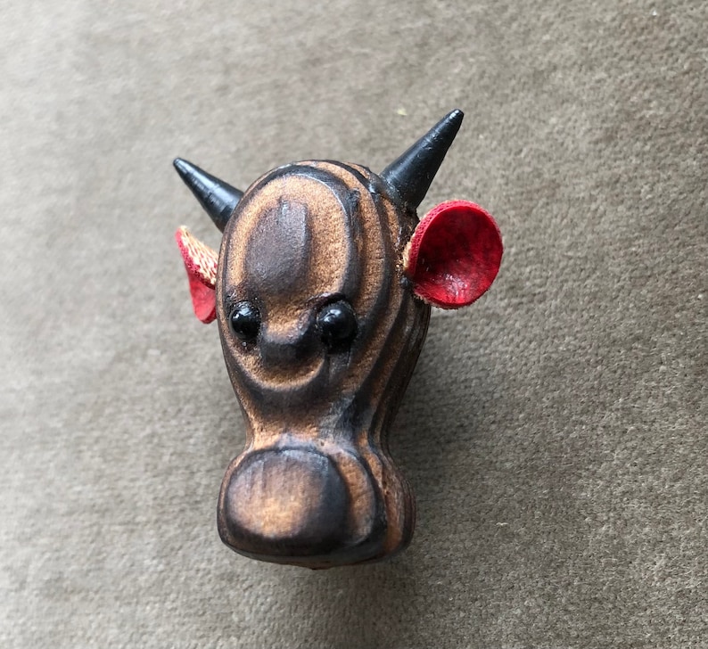 Japanese Demon Oni Devil Mini Wood Sculpture Pin Brooch - Etsy