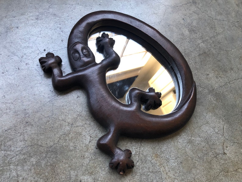 Strange Ouroboros Gecko Lizard Framed Wall Hanging Mirror Wood - Etsy