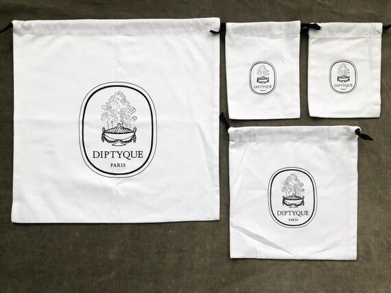 DIPTYQUE Lot of 4 White Cotton Twill Fabric Drawstrin… - Gem