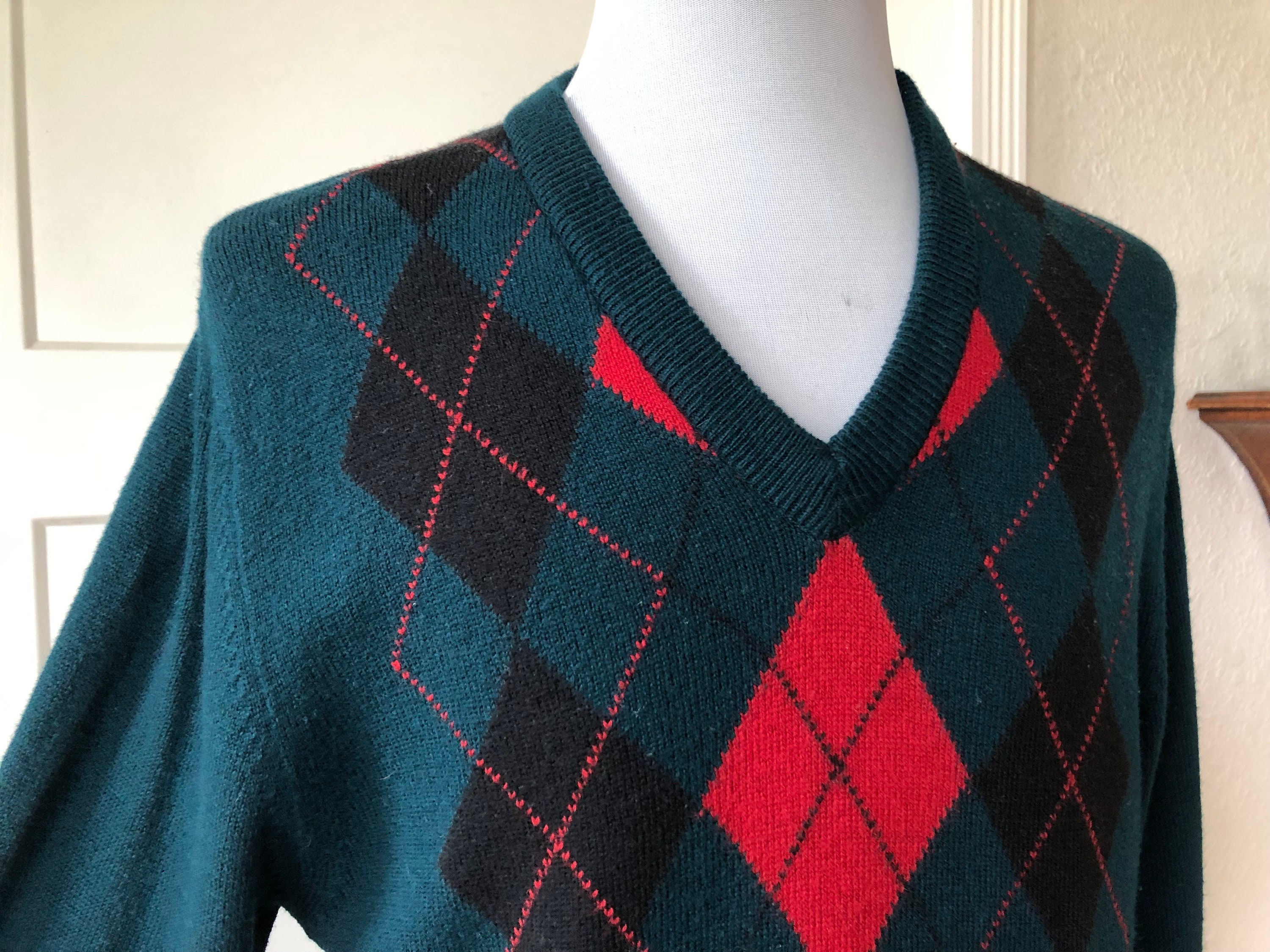 Vintage Wool Sweater Argyle - Etsy Vintage Wool Sweater Argyle - Etsy