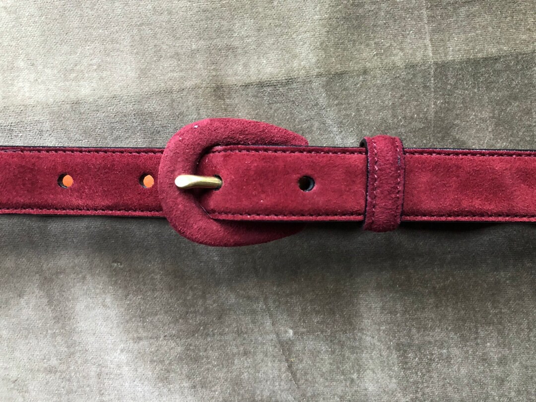 Skinny Suede Leather Soft Slim Burgundy Dark Red Belt Self Covered ...