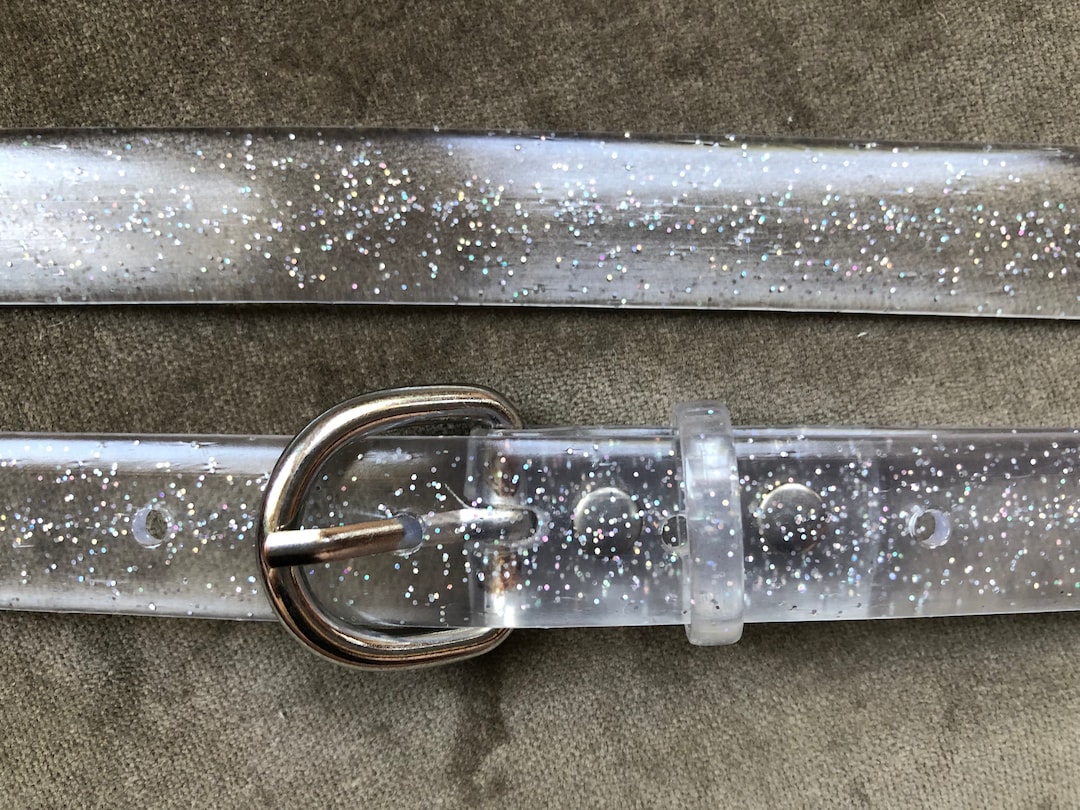 Y2K Retro Clear Translucent Sparkle Glitter Jelly Plastic Skinny ...