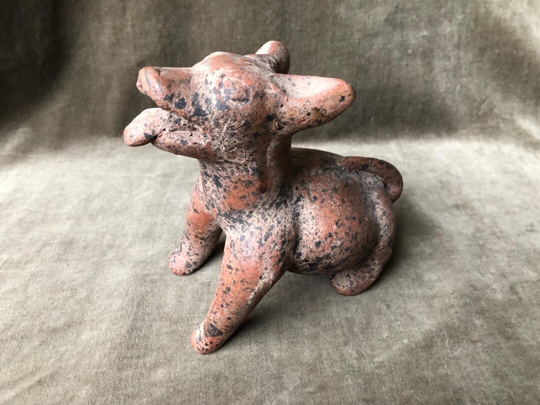 Mexican Colima Dog Terracotta Clay Painted Handmade Folk Art Statue ...