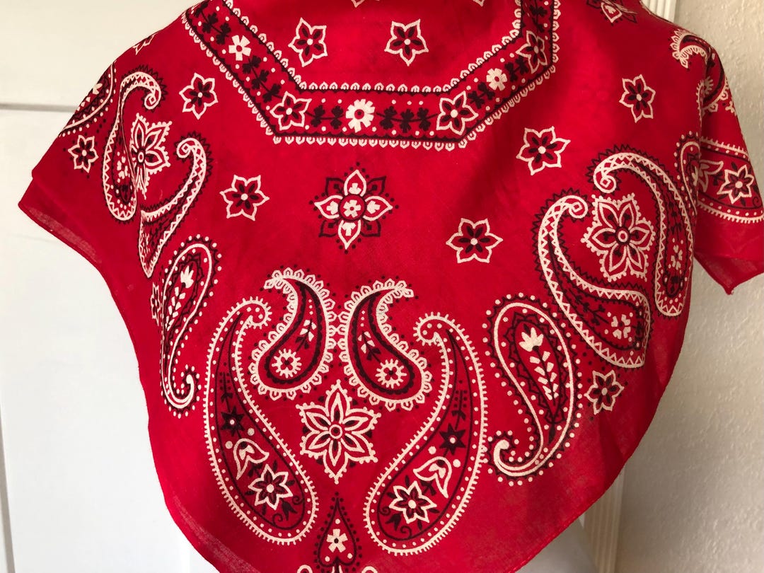 1970s Elephant Bandana Retro Floral Paisley Print Square Scarf ...